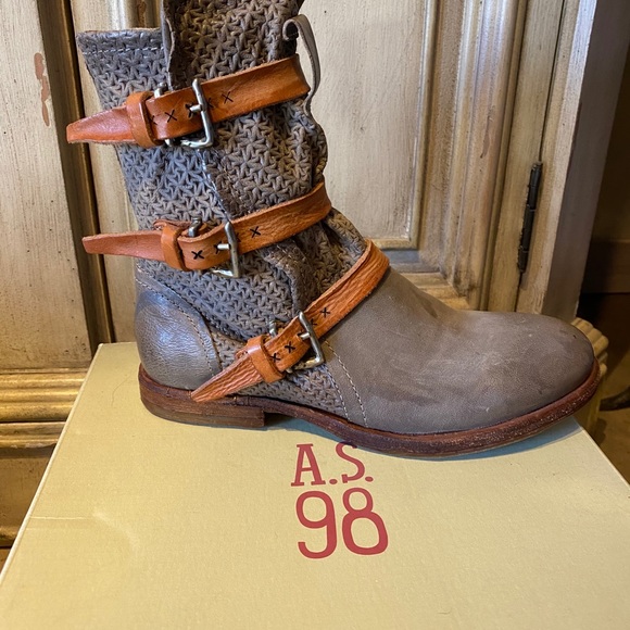 AS98 | Shoes | As98 Italian Leather Boots Topanga Khakinatural | Poshmark